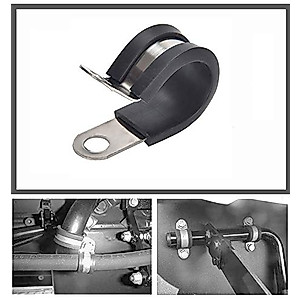 Solarson Stainless Steel Cable Clamp 1/2 Inch(0.5 inch) 20 Pack , Pipe Clamp,Metal Clamp,Tube Clamp, Rubber Cushioned Insulated Clamp, Wire Cord Installation 12 mm