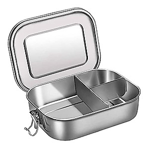 GAGALU Metal Lunch Box Stainless Steel Bento Box Lunch Container,Compartment Bento Lunch Box for Sandwich and Two Sides,Ml Food Container