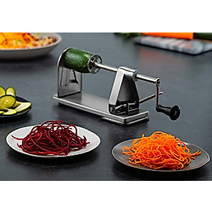 MITBAK Stainless Steel Spiralizer Vegetable Slicer | Industrial-Grade 3-Blade Zoodle Maker | Zucchini spaghetti maker | Great For Salad, Low Carb, Paleo, Vegan, Spaghetti | Suction Base For Non Slip
