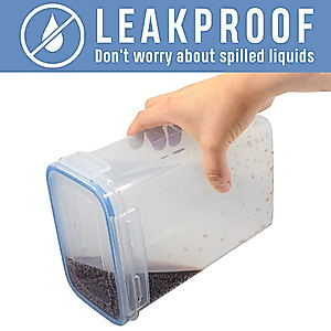 SPARK LIGHTING - Clear Storage Canister Set with Airtight Lids Kitchen & Pantry Organization Containers of Dry Foods Including Flour, Sugar, Cereal, Rice (12 Piece Set, Blue Lids)