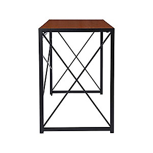 Writing Computer Desk Modern Simple Study Desk Industrial Style Folding Laptop Table for Home Office Notebook Desk Walnut Brown Desktop Black Frame…