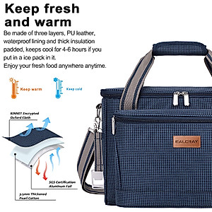 BALORAY Lunch Bag Large Picnic Bag Leakproof Insulated Lunch Bags for Adults Perfect for Long Hour Working (Blue)