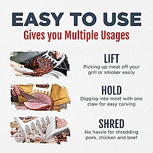 Culinary Couture White Meat Claws for Shredding and Mixing, Shredding Claws for Pulled Pork, Chicken Shredder Tool, BBQ Claws for Shredding Meat, White Elephant Gift Ideas, Stocking Stuffer for Cooks