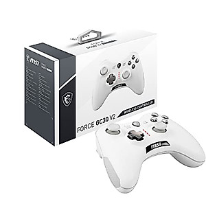 MSI Force GC30V2 White Wireless Gaming Controller, Dual Vibration Motors, Dual Connection Modes, Interchangable D-Pads, Compatible with PC & Android