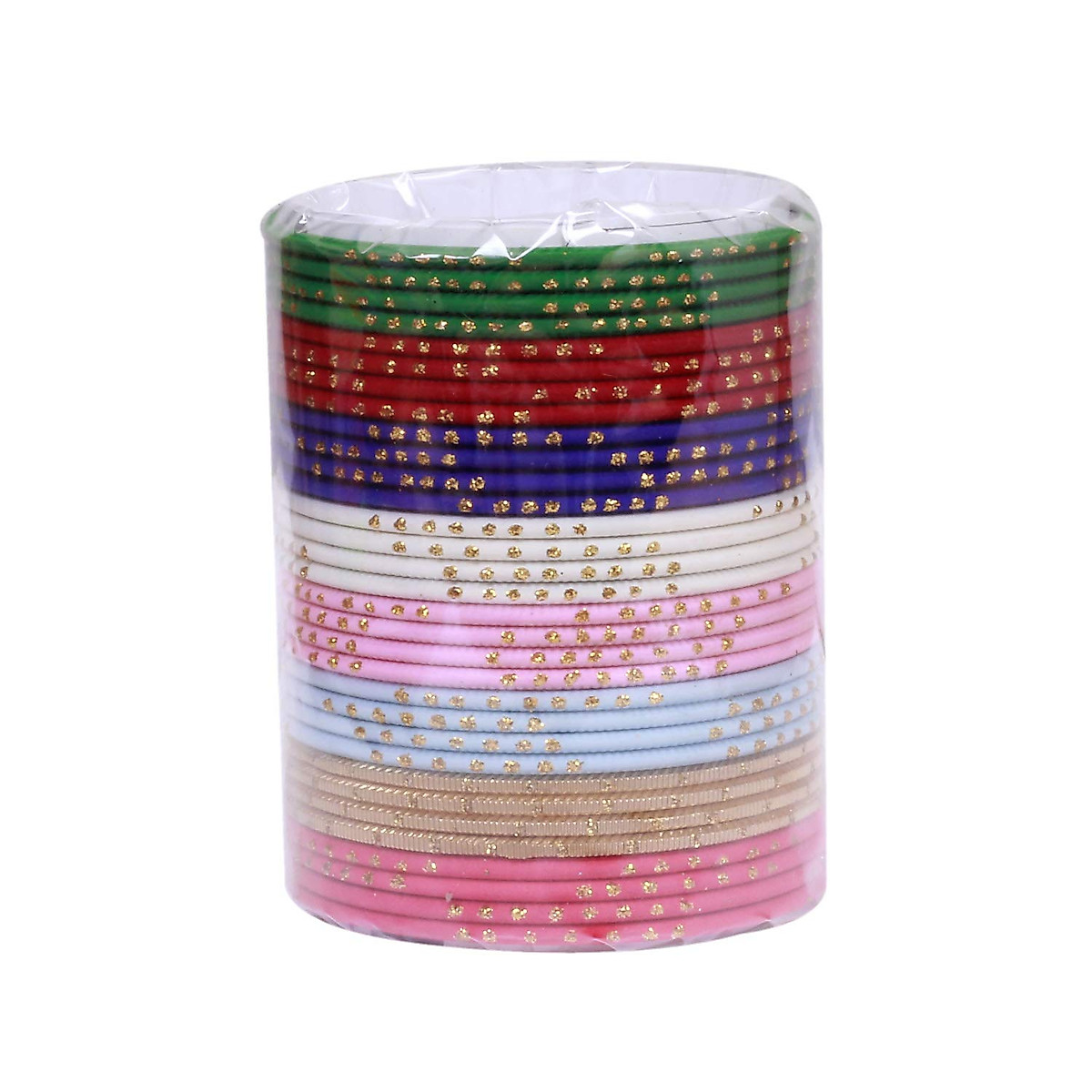 SANARA Indian Traditional Partywear 96 pcs Multi Color Metal Bangle Churi Set Bollywood Indian Traditional Arrangement Wedding Wear Costume Bangle Set (2.6)