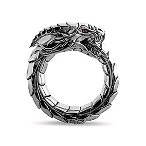 Punk Dragon Ring,Dragon Ring for Men,Gothic Rose Gold Dragon Head Ring Punk Stone Dragon Ring for Boys Hip Hop Retro Rock Dragon Animal Jewelry Size 6-12 (A, 9)