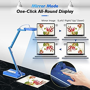 TreasLin USB Document Camera 10MP for Teachers, Remote Learning, Classroom Presentations, Art Classes Online Teaching with Multi Angle Rotation Adjustment LED Light