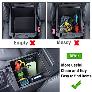 JKCOVER Center Console Dividers Organizer Compatible with Toyota Tacoma 2016-2021 2022 2023 Accessories,Insert Box ABS Secondary Storage