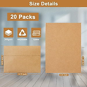 Silunkia Brown Blank Cards and Envelopes 4.25 x 5.5 Heavyweight Folded Cardstock and Printable A2 Envelopes Self Seal 20 Packs for Graduation Invitations, Wedding, Greeting Cards, Thanksgiving Cards