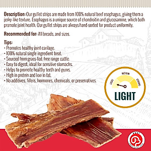 Best Dog Chews Beef Gullet Strips for Dogs and Puppies Beef Jerky Treats Chews Naturally Rich in Glucosamine & Chondroitin 100% Real Beef Strips Best Dental Treats-Rawhide Free 6 inch(12 Count)