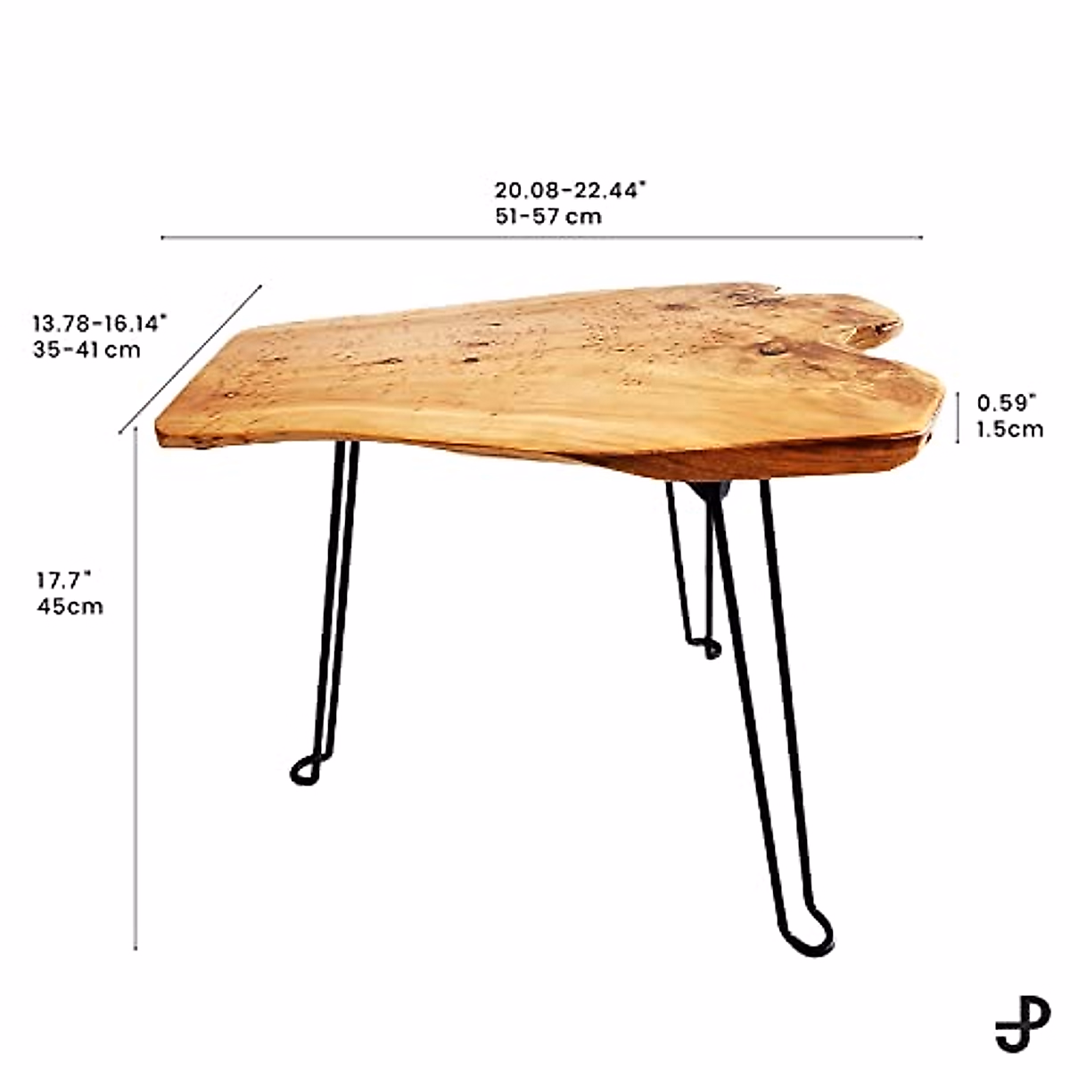 [PJ Collection] Live Edge Foldable Table, Natural Fir Root Table Top, Foldable Table Legs, Lightweight Table, No Tool Assembly,