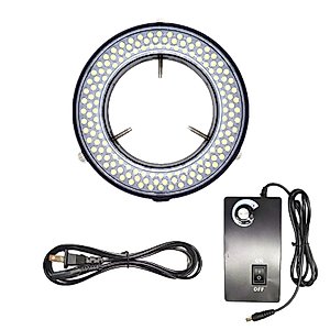 Microscope 144 Led Ring Light Adjustable Illuminator,Microscope Light Source for Lab Stereo Microscope,with Industry Power Adapter for Eg-sm Eyepiece Eyeshields Or Eye-Guards (Black)