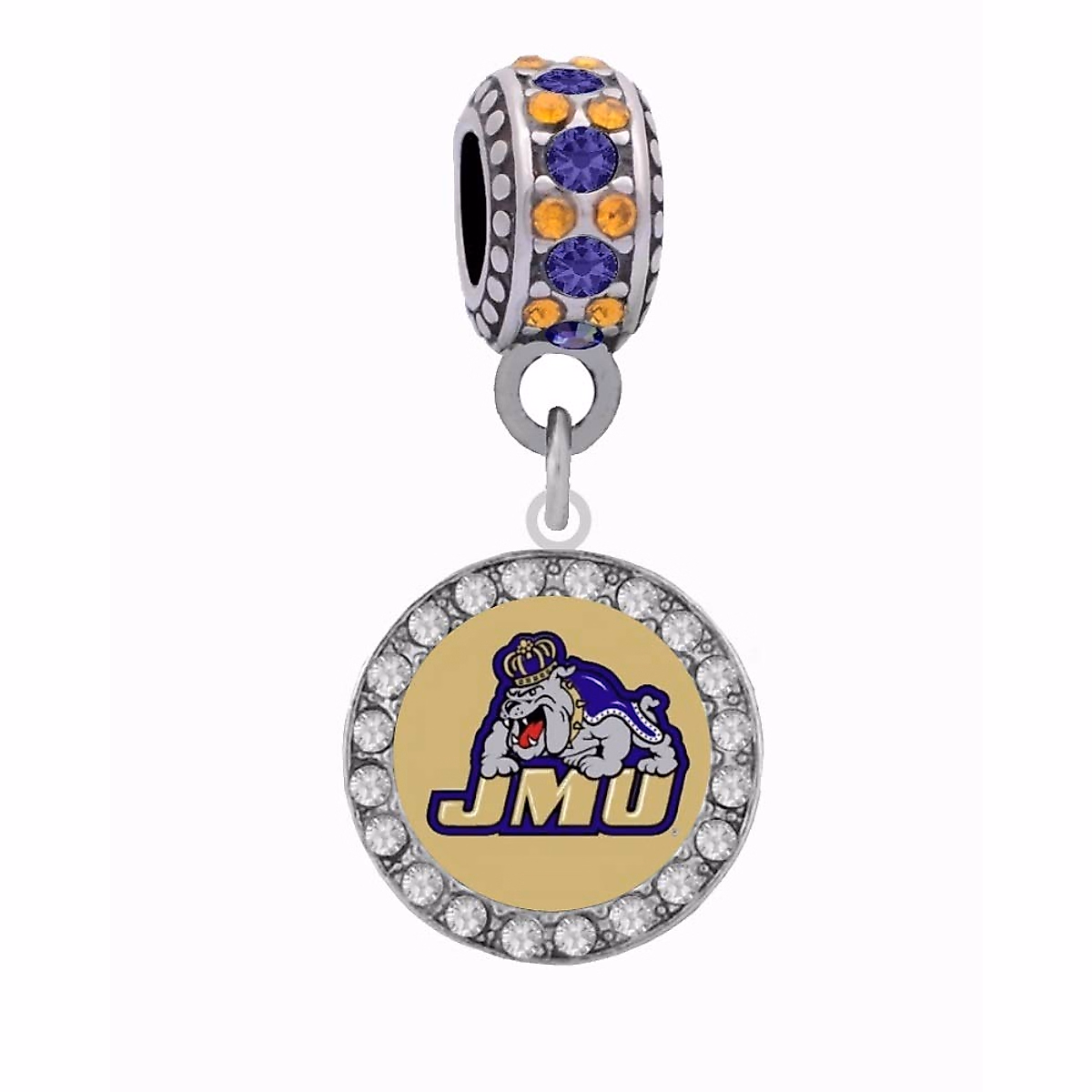 James Madison University Crystal Charm Fits Most Bracelet Lines Including Pandora, Cham ilia, Troll, Biagi, Zable, Kera, Personality, and More …
