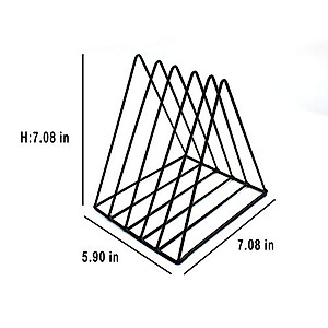 QPEY Triangle File Holder,5 Slot Metal Vinyl Record Stand Holder Magazine Newspaper Holder Photography Props for Office Home 1 Pc (black)