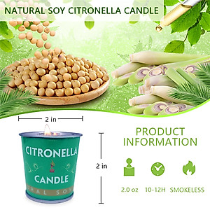 12 Pack Soy Candles Scented, 2 oz Candle Jar Single Wick Citronella Candle, 10 Hour Burn time Aromatherapy Candle
