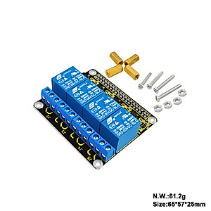 KEYESTUDIO 5V DCAC 4-Channel Relay Hat Shield Module Expansion Board for Raspberry Pi 4/A+/B+/Pi 2 Model B/Pi 3 Model B