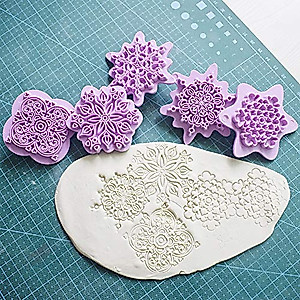 BYBYCD Mandala Lace Pattern Embossing Die Plastic Stamp Cutter Flower Pattern Molds Cookie Polymer Clay Sculpture Texture Fondant Stamp 5pcs/set