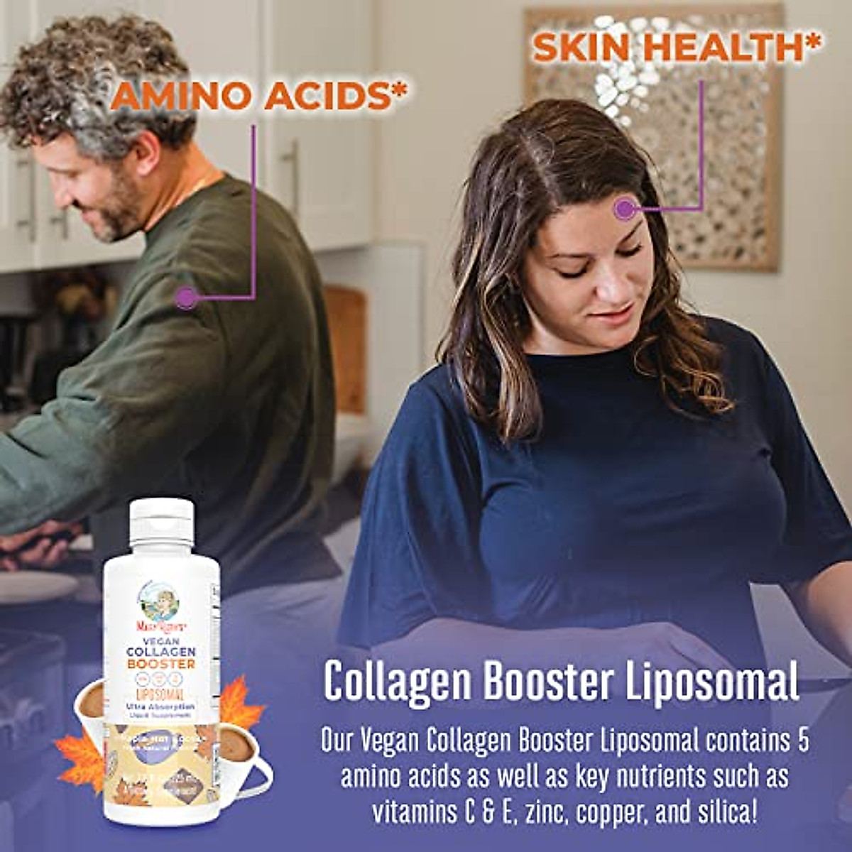 Collagen Booster Liposomal & Organic Protein Powder Plant-Based Bundle by MaryRuth’s | Vitamin C & E, Zinc, Copper & Silica | Skin Care & Joint Support Supplement | Vegan | Gluten Free | Non-GMO