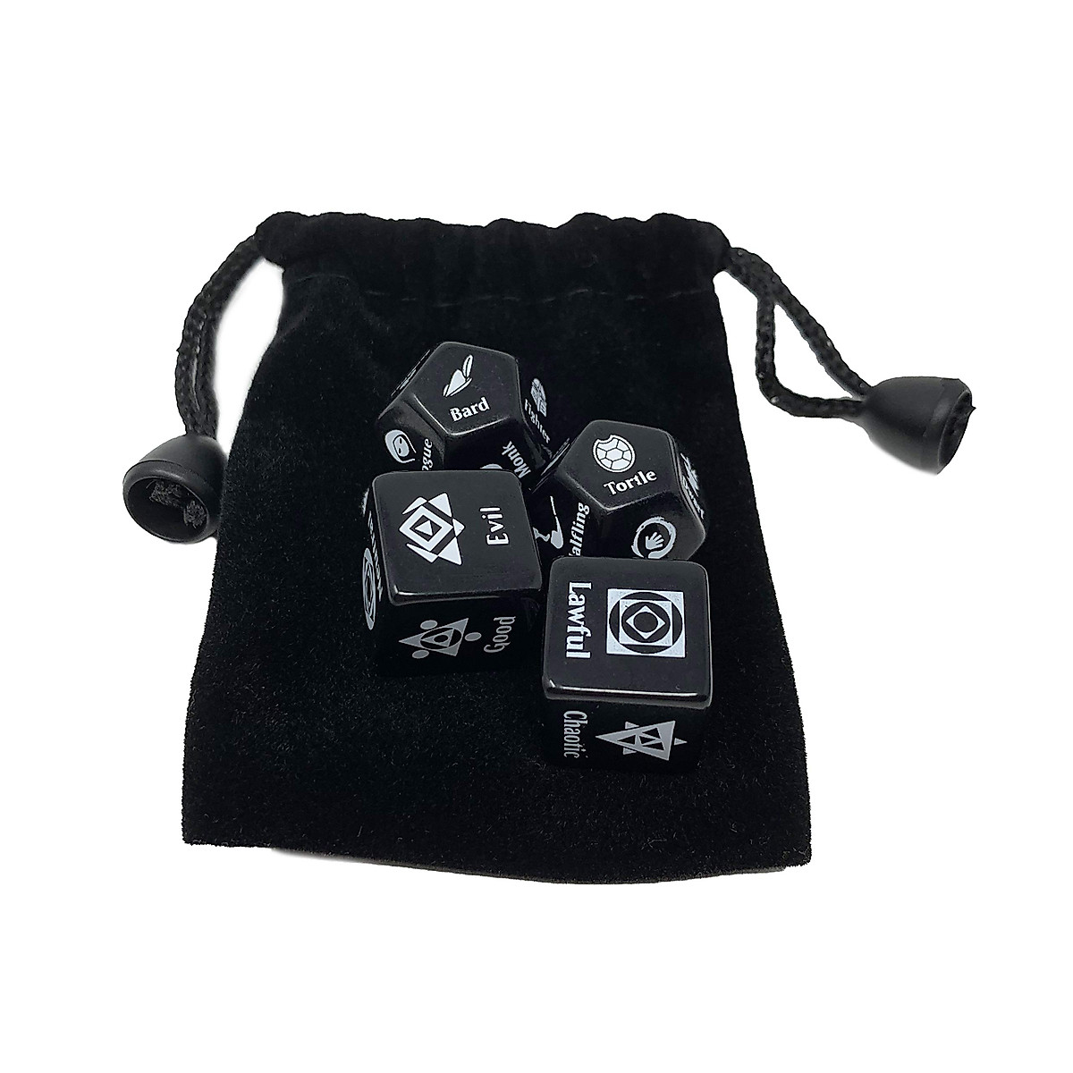 Citadel Black Character Randomizer Dice Set - Randomize Class, Race, & Alignment for Characters or NPCs, Made for Dungeons and Dragons 5th Edition & Other Tabletop Role-Playing Games