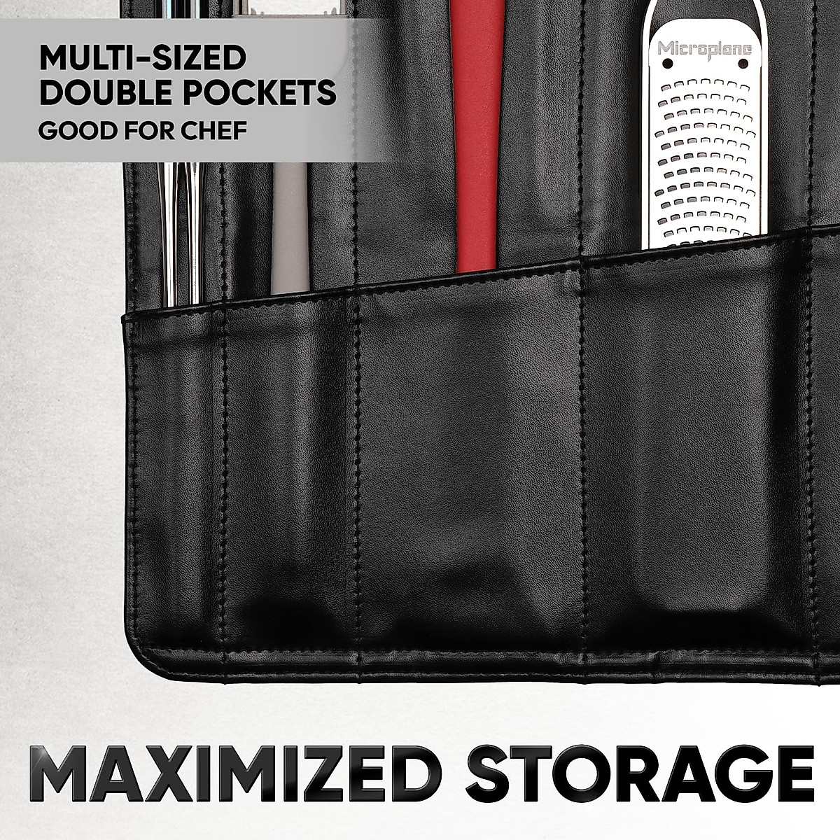 Chef’s Knife Roll bag – Waxed Canvas Cutlery Knives Holders Protectors With 6 Double Slots, Home Kitchen Cooking Tools And Utensils Wrap Bag Wallet, Portable Chef Knife Cases, Travel Tool Roll Pouch