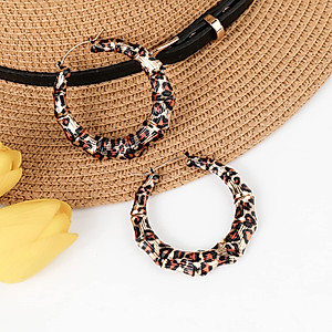 VOYOMI Leopard Hoop Earrings for Women - Large Statement Geometric Circle Earrings,Drop Dangle Earrings Fashion Jewelry for Girls, Great as Gifts (Leopard Large)