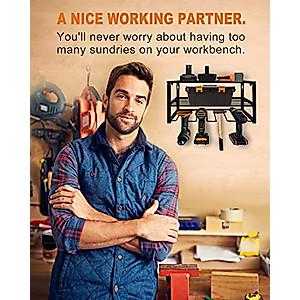 DECMIOX Power Tool Organizer, Wall Mounted Storage Rack, 150lb weight limit Heavy Duty Floating Tool Shelf, Utility Holder for Drill & Screwdriver, Christmas Gift for Men Dad Father's Day