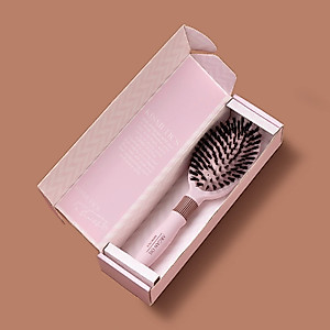 KISMETICS Hair Brush, Argan Oil Infused, Large Cushion, Boar Bristles, for Shine and Easy Styling, Unisex, All Hair Types