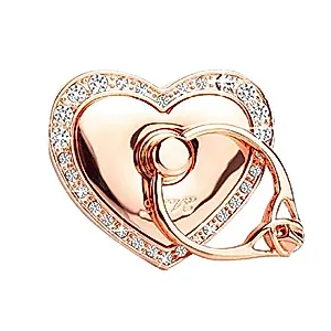 Universal Phone Ring Bracket Holder,UCLL Love Heart Diamond Shape Finger Grip Stand Holder Ring Car Mount Phone Ring Grip Smartphone Ring Stent Tablet Rose Gold