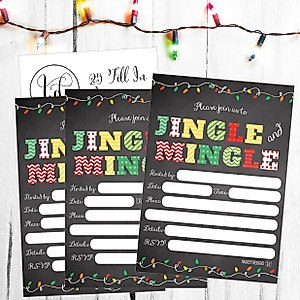 25 Jingle And Mingle Invitations For Christmas Party Invitations - Holiday Party Invitations Christmas Party Invites Adults, Winter Birthday Invitations Christmas Open House Invitations Xmas Party