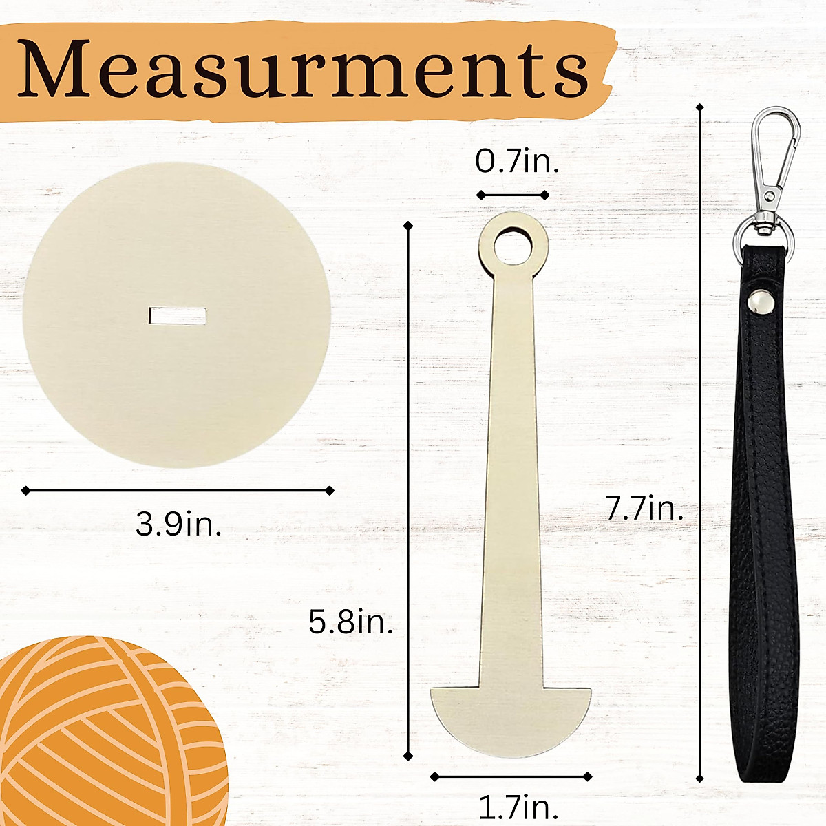 2 Pieces Portable Wrist Yarn Holder | Yarn Ball Holder | Yarn Minder | Yarn Storage | Wood Yarn Holder | Yarn Holder with Leather Wrist Strap | Yarn Holder for Knitting | Knitting Supplies