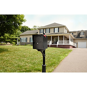 Architectural Mailboxes Oasis TriBolt Galvanized Steel, Locking Post Mount Mailbox, Compatibility Code H, 620020B-10, Black, Extra Large Capacity