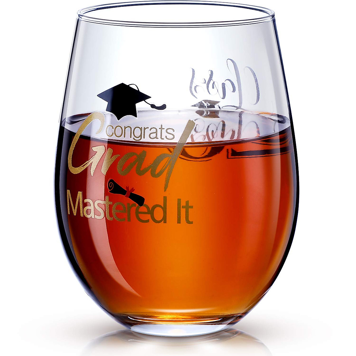 Blulu 2024 Graduation Wine Glass Goblet Funny College Graduation Glass Congrats Grad Mastered It Congrats Cups for Graduation Party Supplies, 17 oz Stemless Engraved Glass