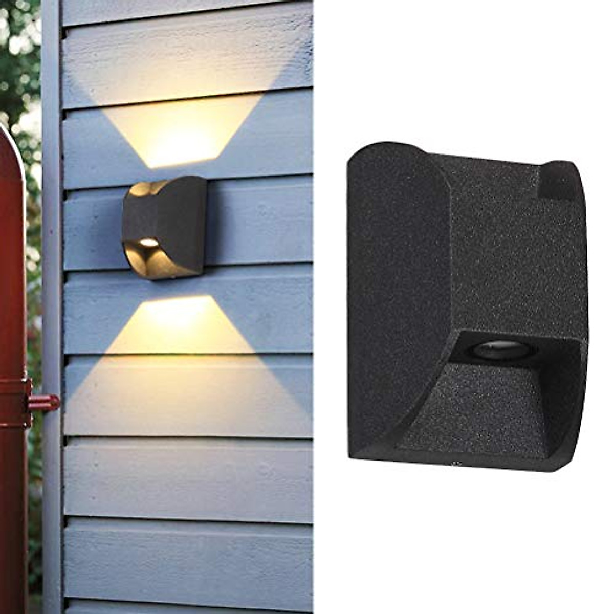 Creative Wall Lamp- Modern Dual- Side Glowing Outdoor Light Wall Light Waterproof Garden Courtyard Lamp for Home Farmyard Balcony Aisle Corridor (Black)