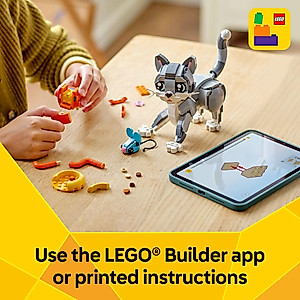 LEGO Creator 3 in 1 Playful Cat Toy - Building Toy with 3 Building Options, Cat, Dog, or Pigeon - Easter Basket Gift for Kids - Animal Figures for Kids, Girls and Boys, Ages 8+ - 31163