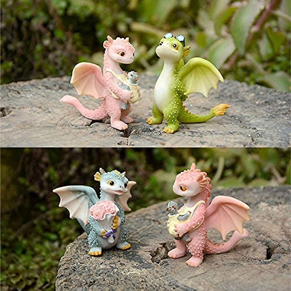 ZHF Rex Green Dragon-Mini Collection Fantasy Statue Cute Dragon Statue Landscape Small Sculpture Garden Crafts Desk Decoration Desk Decoration Home Collectibles (C)