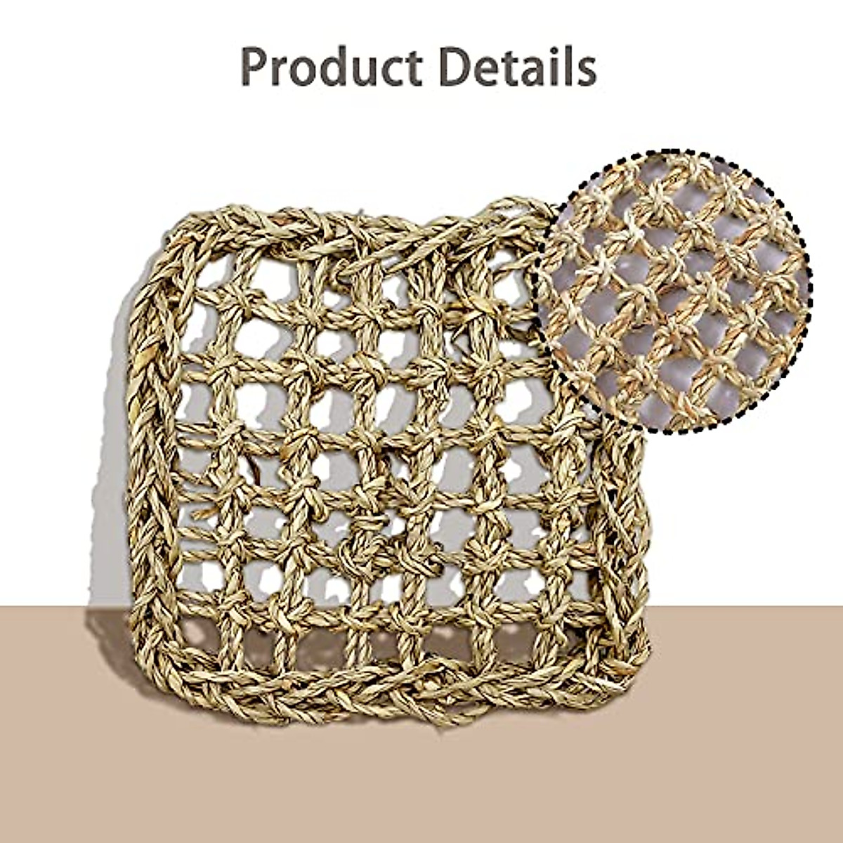 Bird Seagrass Mat Parrot Natural Seagrass Woven Net Parakeet Climbing Rope Chew Toys Hideout Shed Sheltering for Lovebird Cockatiel Conure Budgie