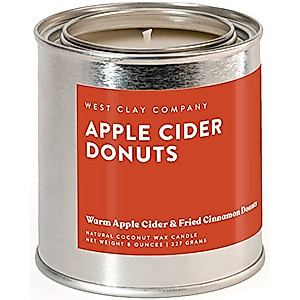 Apple Cider Donuts Candle | West Clay Company | Cinnamon Apple Cider Donuts Scented Soy Coconut Wax Nontoxic Candles | for Cozy Festive Fall Home Decor | Made in The USA