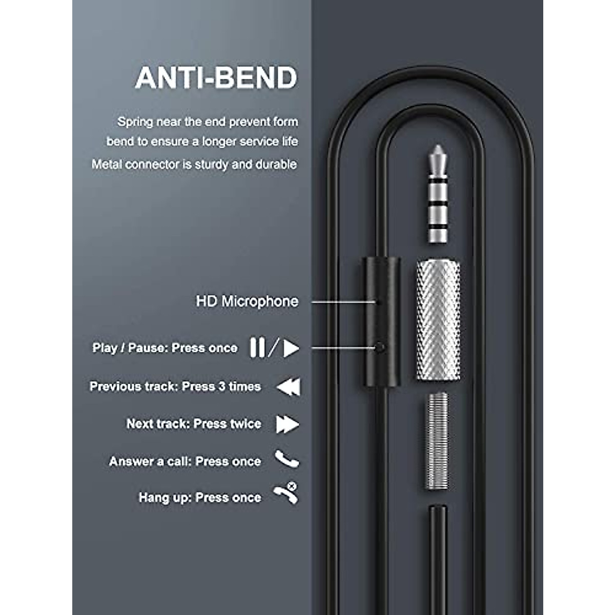 Nasuque Headphones with Microphone, Foldable Wired Headphones with Deep bass, Adjustable Headband and Noise Isolation for Smartphone Computer Laptop Chromebook MP3/4, (Black Gray)