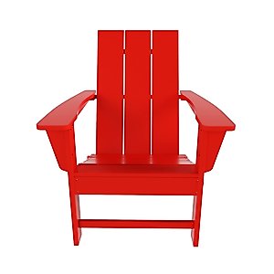 WestinTrends Ashore HDPE Outdoor Patio Poly Folding Adirondack Chair, Red