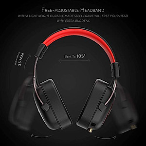 Redragon H510 Zeus Wired Gaming Headset - 7.1 Surround Sound - Memory Foam Ear Pads - 53MM Drivers - Detachable Microphone - Multi-Platforms Headphone - Works with PC, PS4/3 & Xbox One/Series X, NS