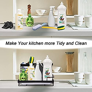 Kitchen Sink Caddy Organizer, Kitchen Caddy for Sponge Soap Brush Dishcloth Holder with Drain Pan Tray, Sponge Holder for Kitchen Sink 304 Stainless Steel Rustproof