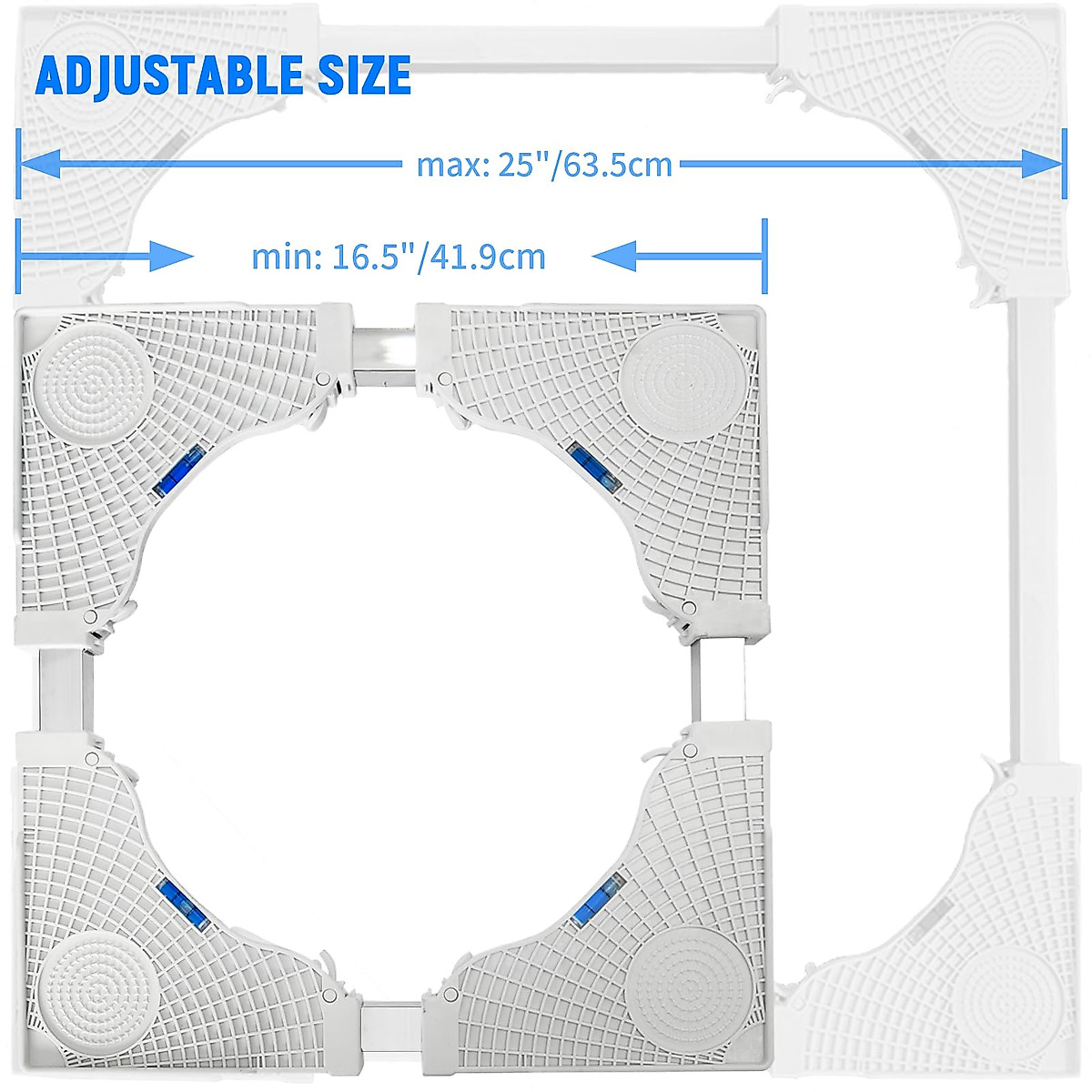 DUPDMKIN Mini Fridge Stand 8 Wheel Washing Machine Stand Washer and Dryer Stand with Brake Adjustable Refrigerator Dolly (White)