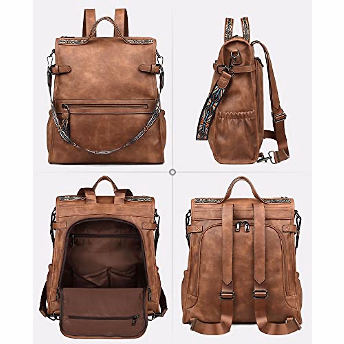 FADEON Womens Backpack Purse Designer Ladies Shoulder Bag Vegan Leather Large Travel Backpacks Purses for Women