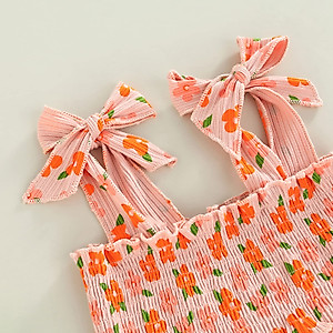 Toddler Baby Girl 2Pcs Outifts Kids Floral Sleeveless Strap Vest Tops High Waist Flared Pants Bell Bottoms Clothes (Flower Pink,2-3T)