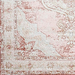 Mark&Day Area Rugs, 8x10 Bethlehem Traditional White Area Rug, Pink Beige Carpet for Living Room, Bedroom or Kitchen (7'9" x 9'6")