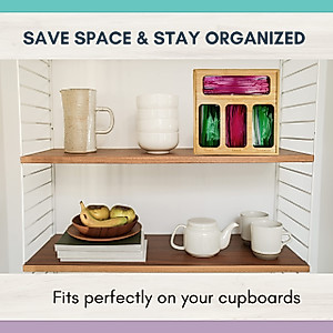 H&H Commerce LLC - Plastic Bag Organizer , Bamboo Sandwich Bag Organizer for Kitchen , Fits Major Brands - Trade Cardboard Boxes for a Neat Kitchen