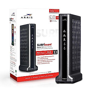 ARRIS SURFboard T25 DOCSIS 3.1 Gigabit Cable Modem , Comcast Xfinity Internet & Voice , Two 1 Gbps Ports , 2 Telephony Ports , 800 Mbps Max with Xfinity Internet Plans,Black
