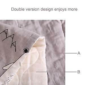 UOMNY Baby Blanket - Soft Cot Comforter Crib Baby Quilts for Boys and Girls 39x55 Inch Printed Gauze 1 Pack Baby Blanket Cradle Quilt Nursery Bed Throw Blanket Bed Cover Lightweight Bear