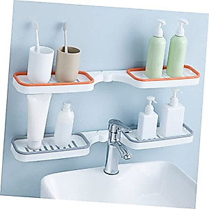 OSALADI Corner Shelf Sink Drain Rack Sink Storage Rack Wall Coner Shelf Draining Wall Shelf Bathroom Wall Shelf Bathroom Wall-Mount Rack Commodity Shelf Bathroom Finishing Rack Pp 1pc