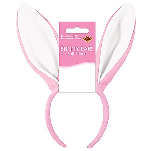 Beistle Soft-Touch Bunny Ears Pink & White